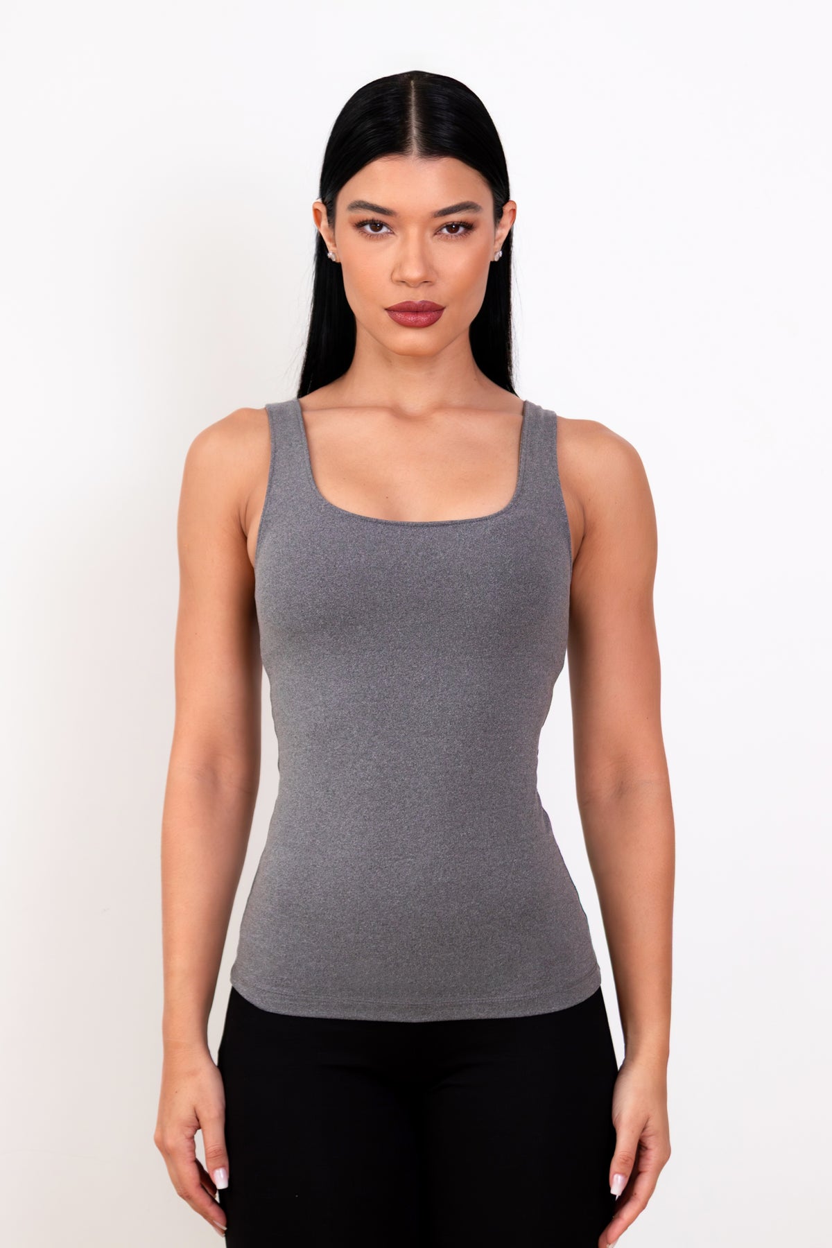 BRUSHED TANK/Heather Gray | Moxie Crew